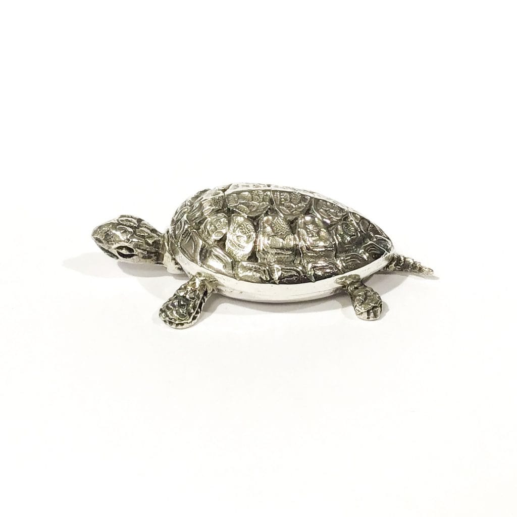 solid silver turtle shape pillbox , hallmarked | Vintage Shop Online