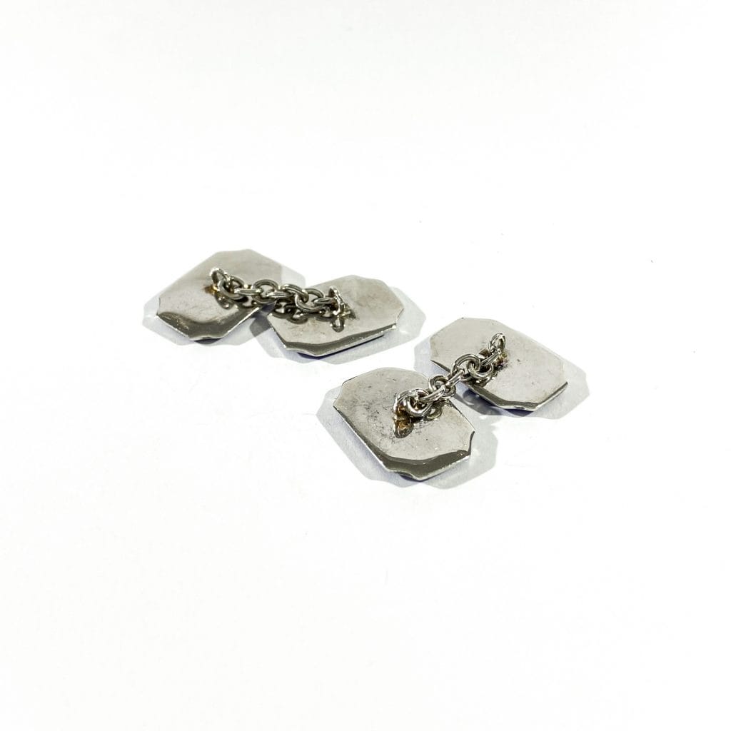 gemelli camicia classici in argento e smalto | Vintage Shop Online